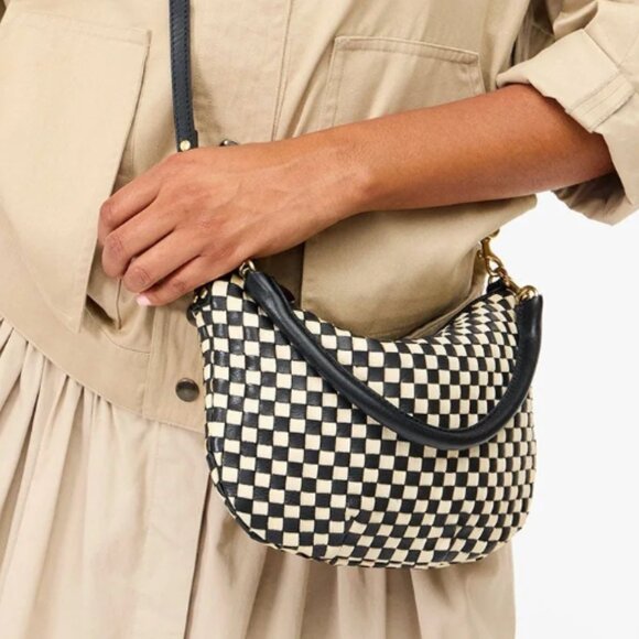 Clare V | Bags | Clare V Petit Moyen Black Cream Woven Checker ...